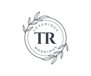Tr initials letter wedding monogram logos Vector Image