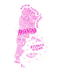 Cartoon map of argentina Royalty Free Vector Image