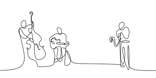 Jazz player with continuous line art drawing Vector Image