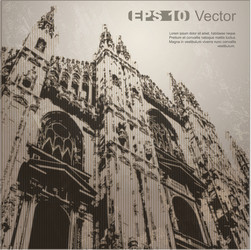 City milan in outline style on white Royalty Free Vector