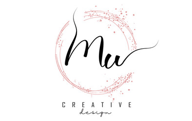 Creative golden letters mu m u logo with leading Vector Image