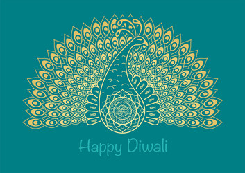 Happy diwali peacock symbol Royalty Free Vector Image