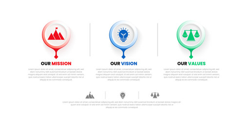 Mission vision values infographic banner template Vector Image