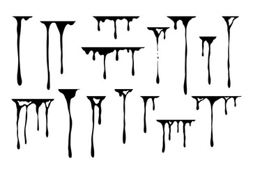 Black round dripping ink melt drip circle logo Vector Image