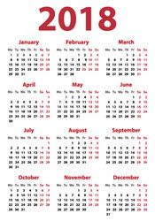 Great new wall calendar 2018 Royalty Free Vector Image