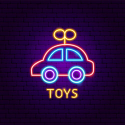 Car toy neon sign Royalty Free Vector Image - VectorStock