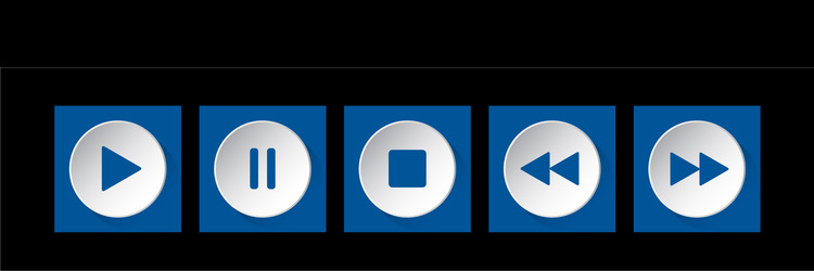Blue white square music control buttons set Vector Image