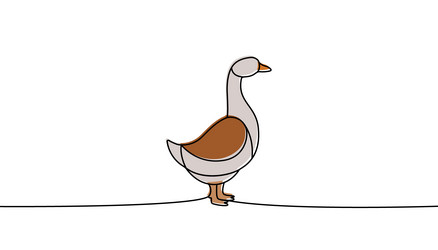 Duck one line colored continuous drawing Vector Image