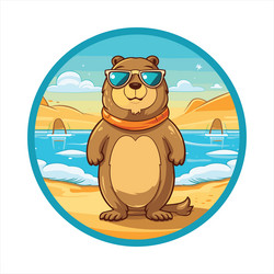 Gopher colorful cartoon kawaii character beach Vector Image