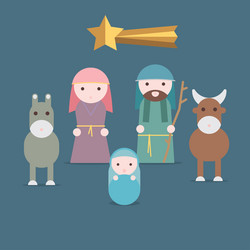Nativity scene with holy family Royalty Free Vector Image
