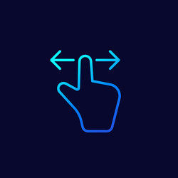 Swipe right and left with linear hand Royalty Free Vector