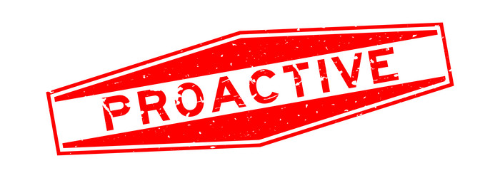 Grunge red proactive word square rubber seal Vector Image