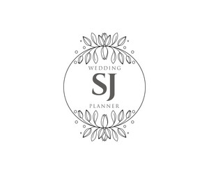 Sj initials letter wedding monogram logos Vector Image