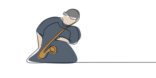 Continuous line drawing of jazz musicians playing Vector Image