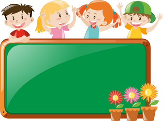 Frame template with kids and vegetables Royalty Free Vector
