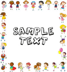 Border template with happy kids in circle Vector Image