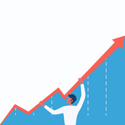 Man standing drawing holding graph arrow showing Vector Image