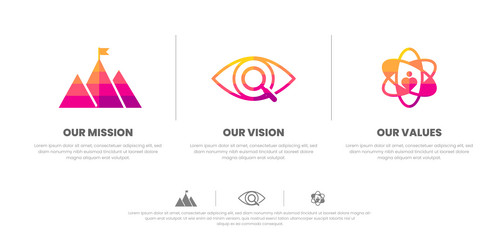 Mission vision values infographic banner template Vector Image
