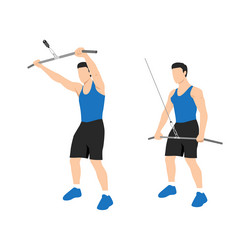 Man doing cable triceps kickbacks exercise Vector Image