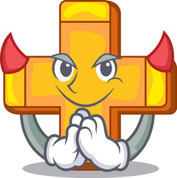 Devil cartoon multiply sign for calculate math Vector Image