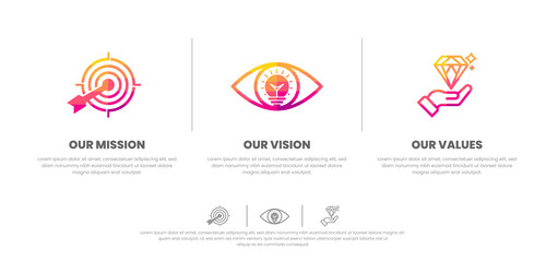 Mission vision values infographic banner template Vector Image