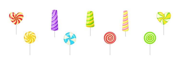 Different lollipop and candy of various taste Vector Image