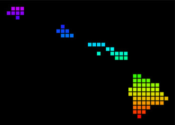 Dotted pixel spectrum havaii islands map Vector Image