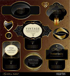 Black gold labels Royalty Free Vector Image - VectorStock