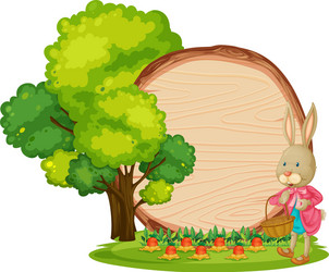 Board template with cute rabbit on white Vector Image