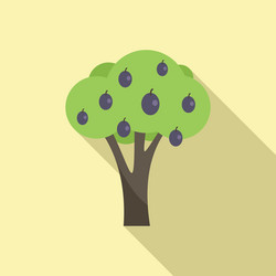 Plum tree icon flat fruit garden Royalty Free Vector Image