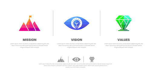 Mission vision values infographic banner template Vector Image