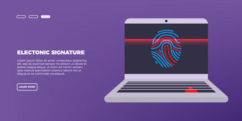 Scan fingerprint on laptop identification system Vector Image