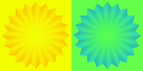 Twenty pointed star stripes blue yellow white Vector Image