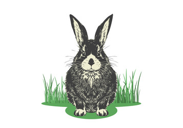 Cute graphic gray sitting beautiful bunny Vector Image