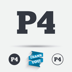 Parking fourth floor icon car p4 symbol Royalty Free Vector