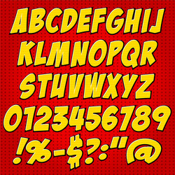Comics style alphabet collection set Royalty Free Vector