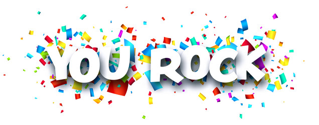 You rock sign on colorful cut ribbon confetti Vector Image