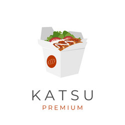 Katsu logo with paper bowl Royalty Free Vector Image