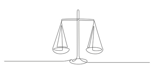 One line drawing of law balance or scale icon Vector Image