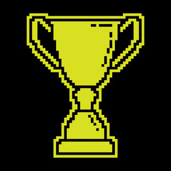 Pixel silhouette icon hand holds prize sports cup Vector Image