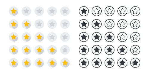 Rating stars icons set feedback product Royalty Free Vector