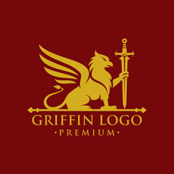 Vintage griffin griffon logo design Royalty Free Vector
