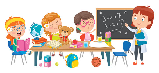 Children studying Royalty Free Vector Image - VectorStock