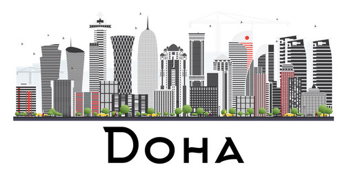 One single line drawing of doha city skyline Vector Image