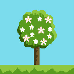 Pixel art nature elements Royalty Free Vector Image
