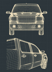 Pickup Truck Blueprint Vector Images (87)