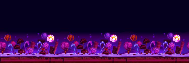 Candy planet cartoon game platform background Vector Image