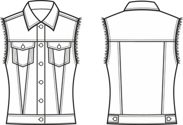 Mens denim vest front and back Royalty Free Vector Image