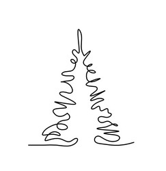 Abstract spruce tree as line drawing on the white Vector Image