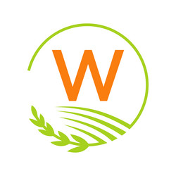 Letter w agriculture logo agribusiness eco-farm Vector Image